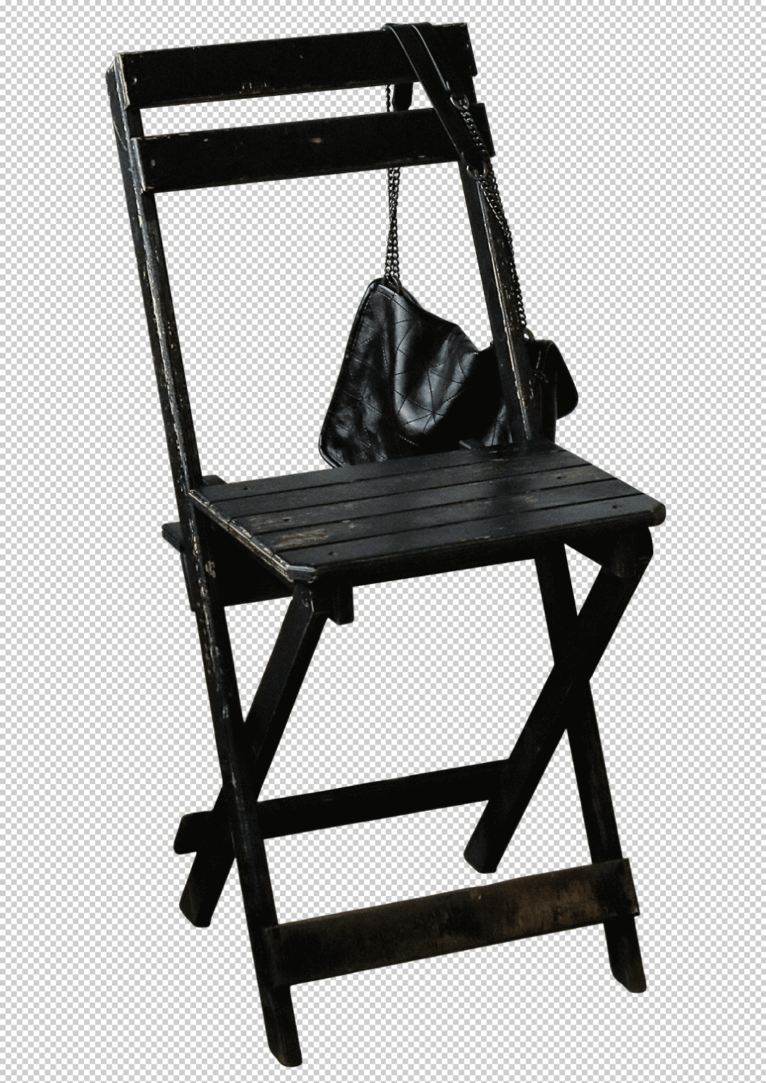 wooden folding chair with hanging bag PNG image free - pngzoom